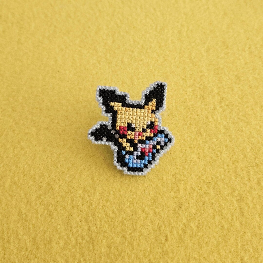 Ukulele Pichu Completed Cross Stitch Pokemon Pin/charm/keychain ...