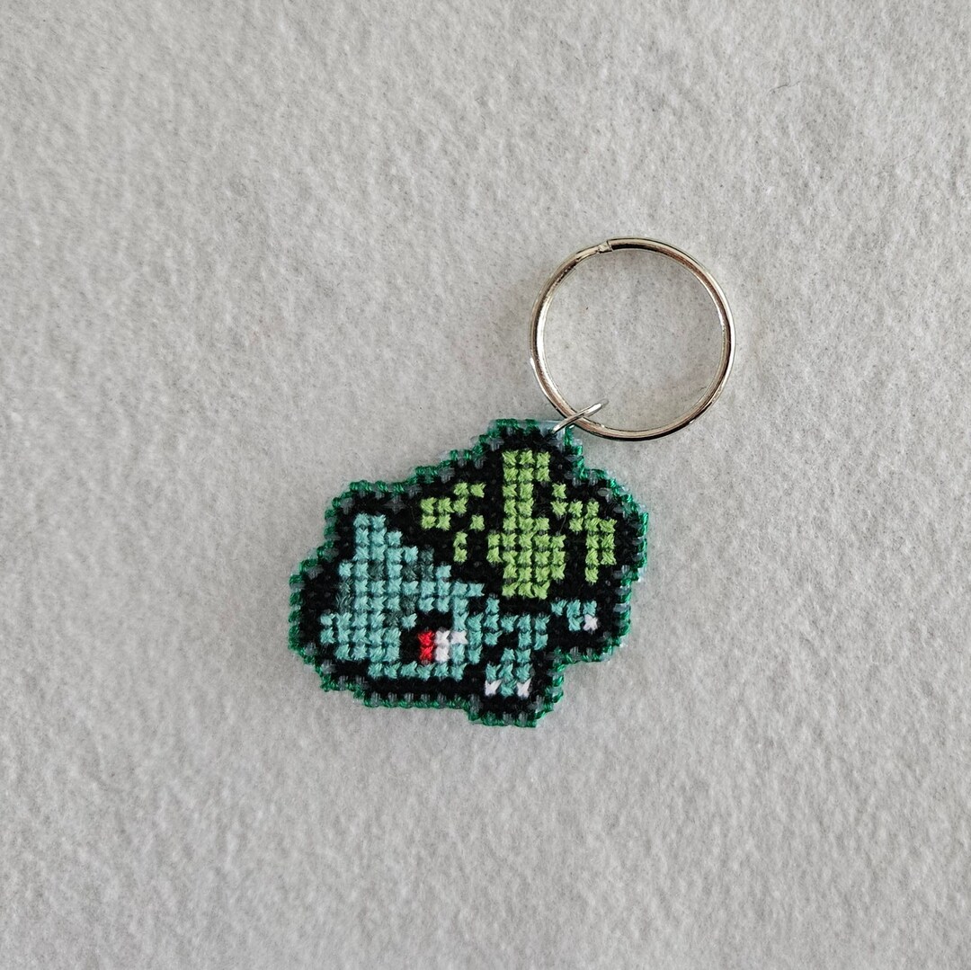 Bulbasaur Completed Cross Stitch Pokemon Keychain/charm/pin/earrings, 8 ...