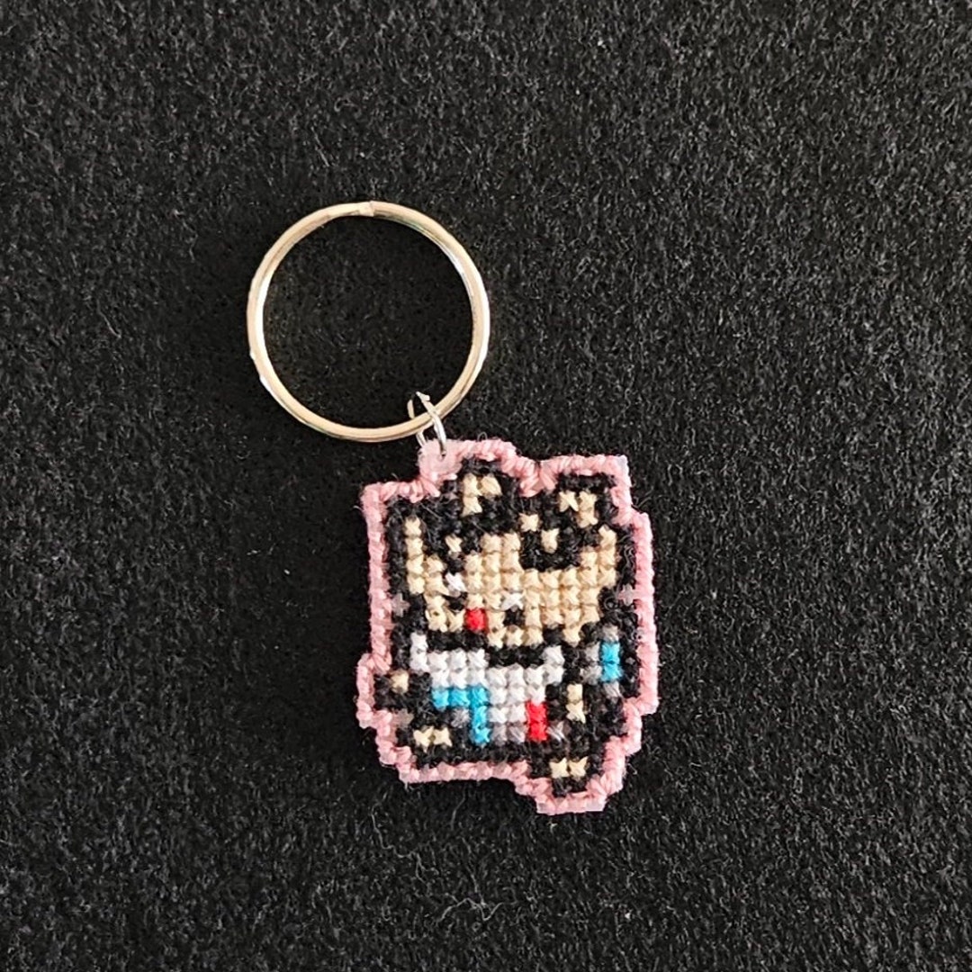 Togepi Completed Cross Stitch Pokemon Keychain/charm/pin, 8-bit Pixel ...