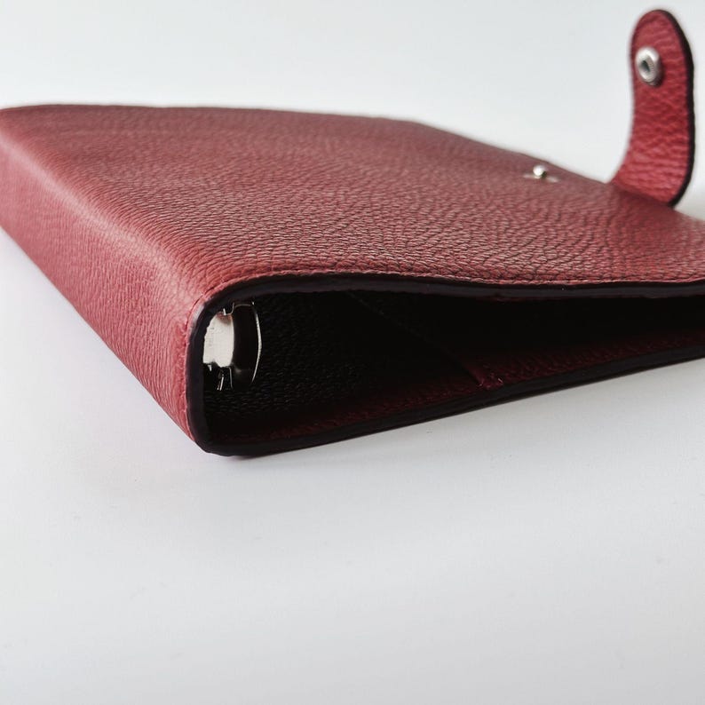 Red Leather Cover, Binder Planner Case, Red Notebook Cover, Planner ...