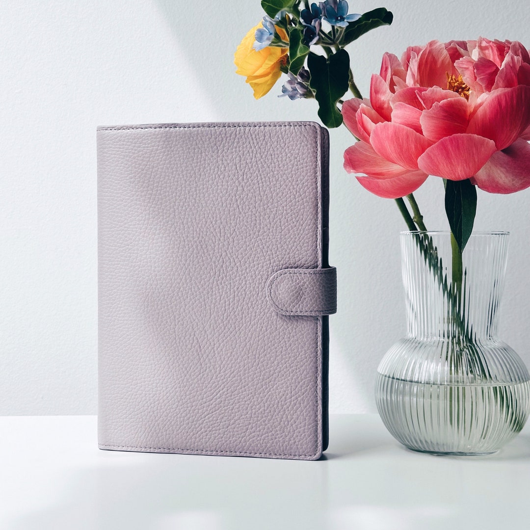 Personalized A5 Pink Leather Planner Binder: Italian Pebbled Grain ...