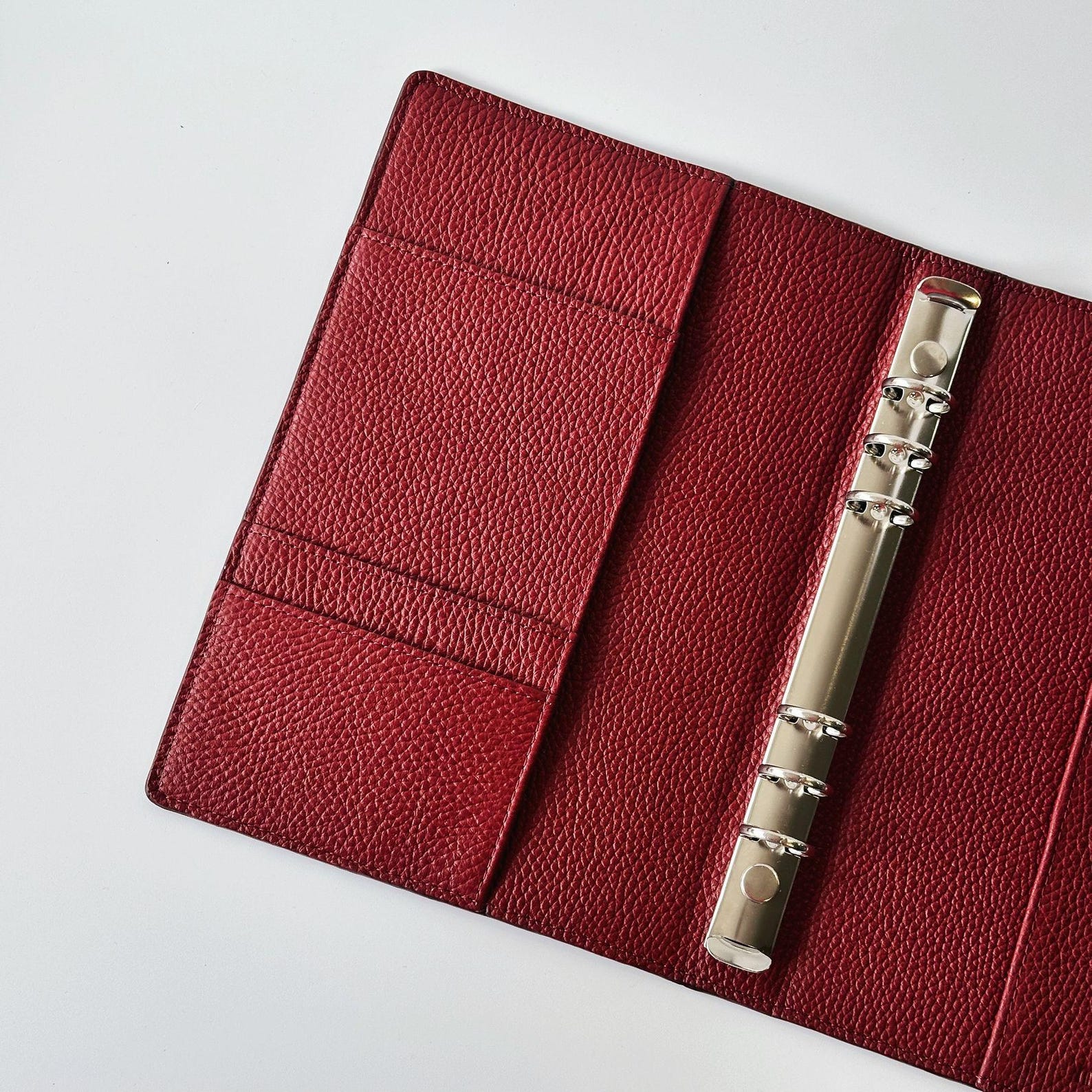 Red Leather Cover, Binder Planner Case, Red Notebook Cover, Planner ...