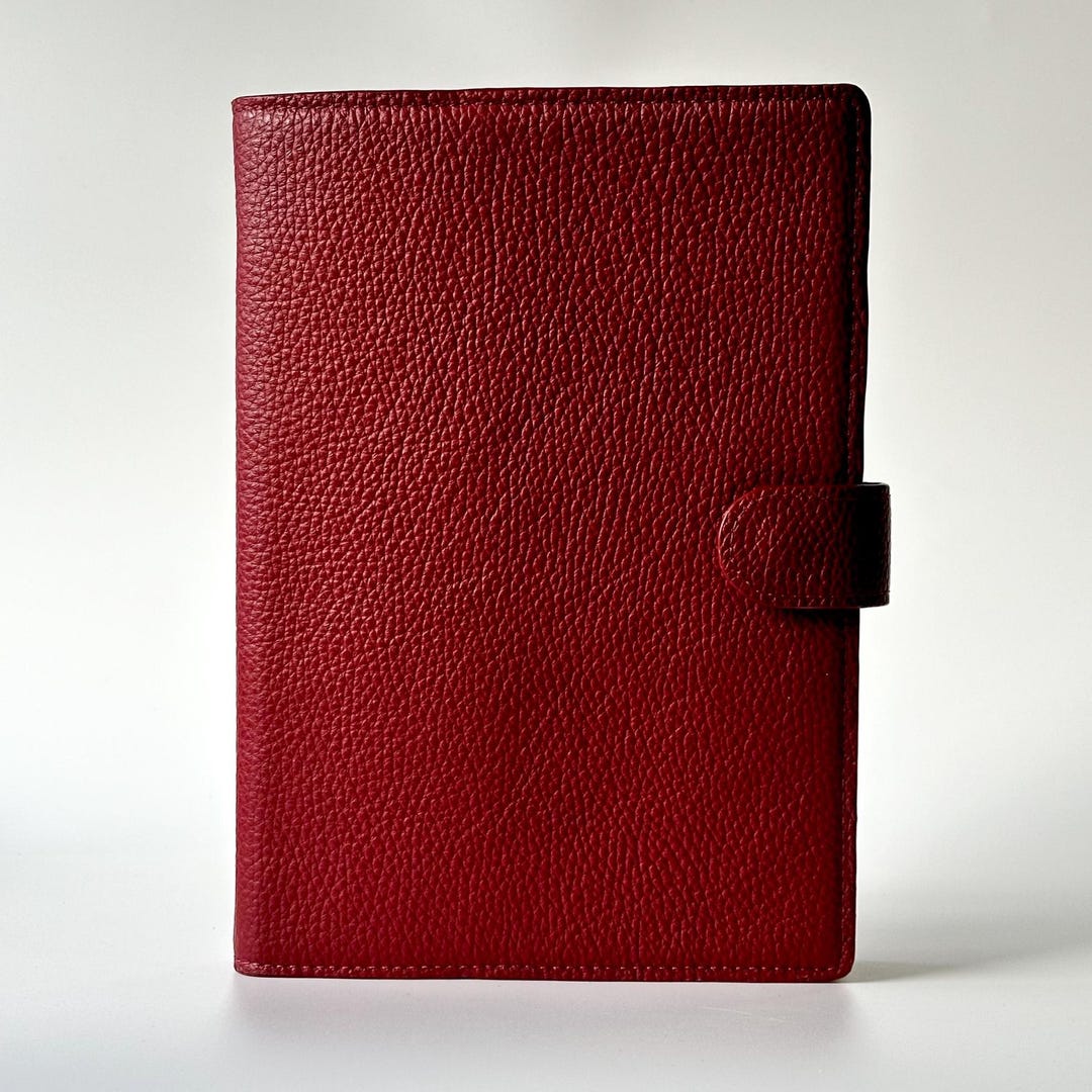 Red Leather Cover, Binder Planner Case, Red Notebook Cover, Planner ...