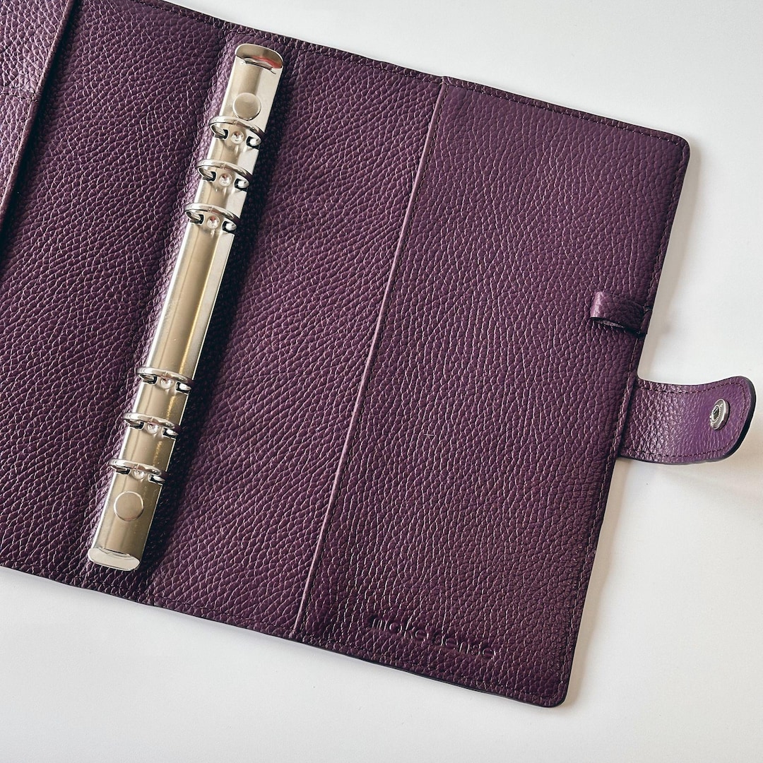 Violet Leather A5 Planner Binder, Custom Binder Cover, Planner Clip ...