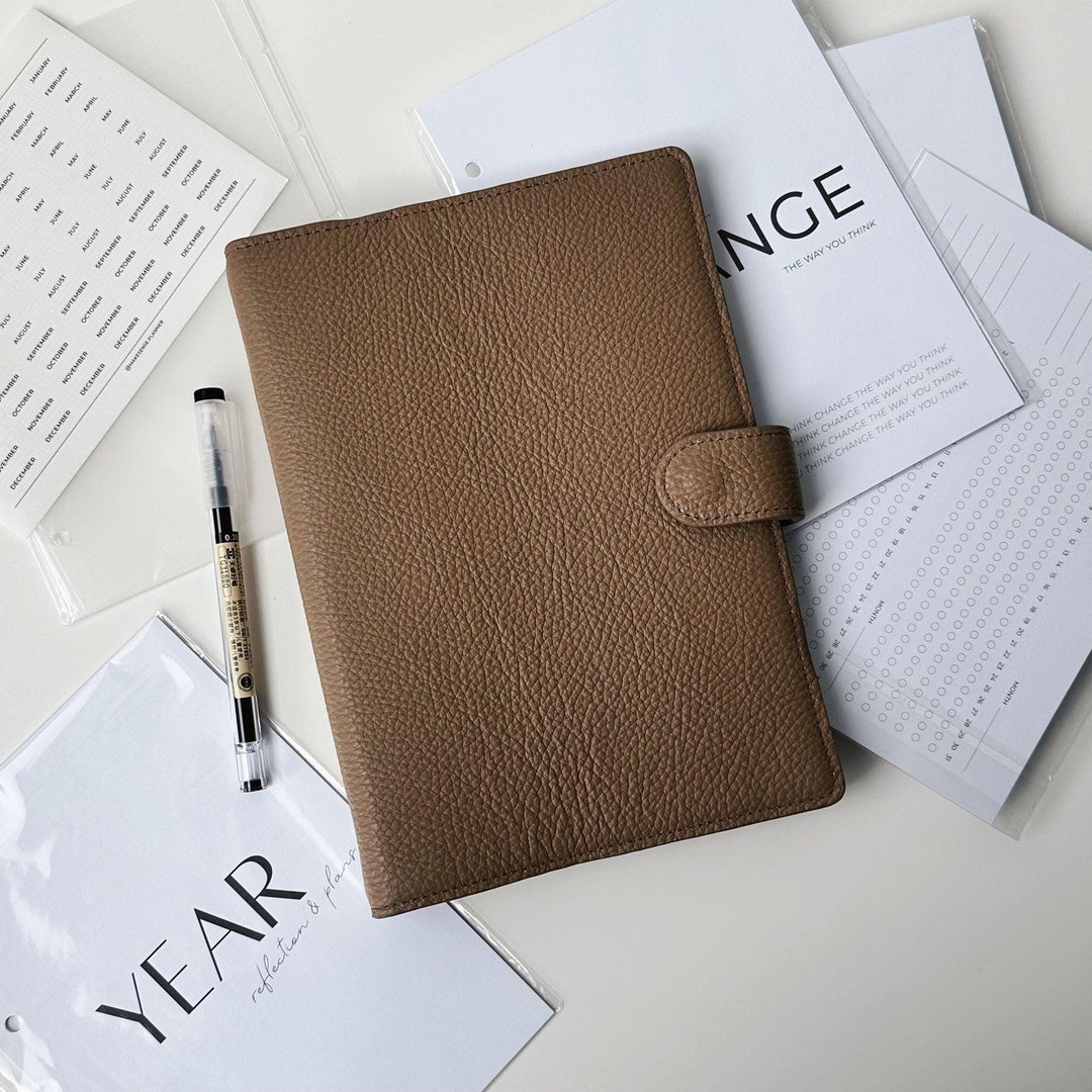 Personalized Brown Leather Planner Binder, A5 Notebook Cover, Planner ...