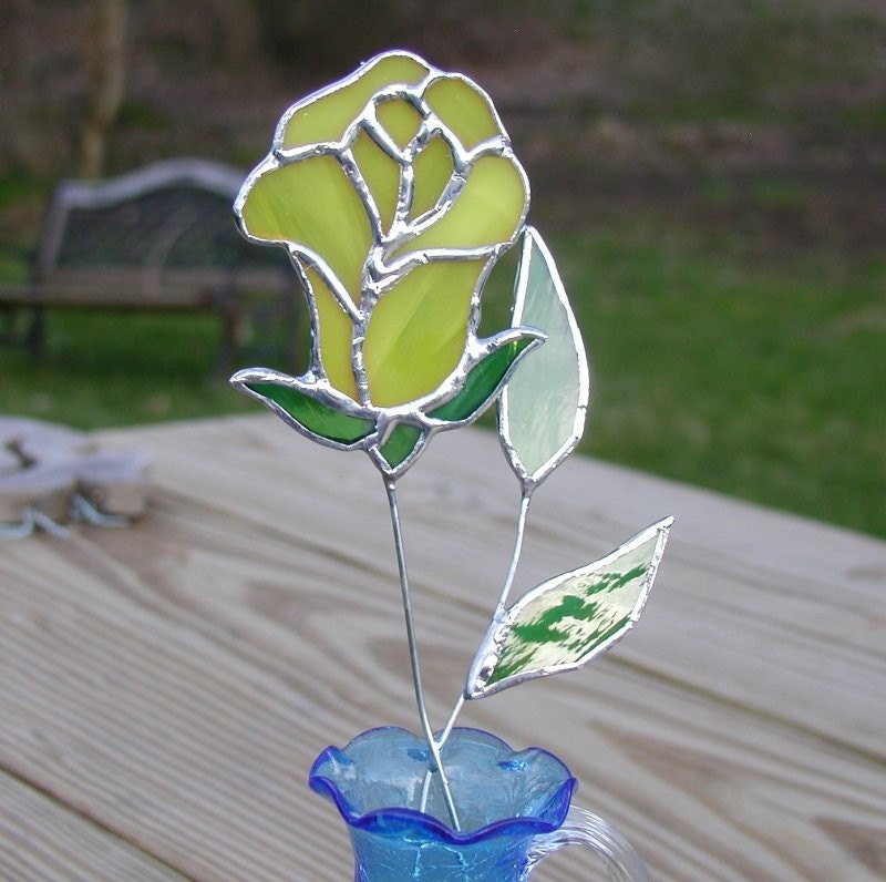 Yellow Rose Suncatcher Long Stem - Etsy