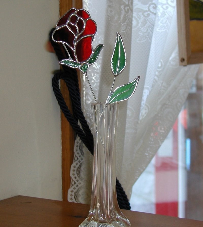 Red Rose Suncatcher Long Stem - Etsy Canada