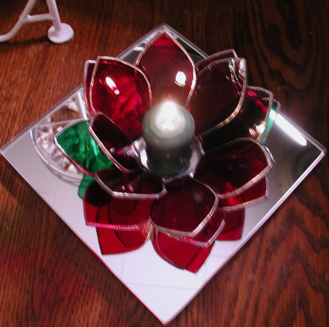 Red Lotus Flower Tea Light - Etsy