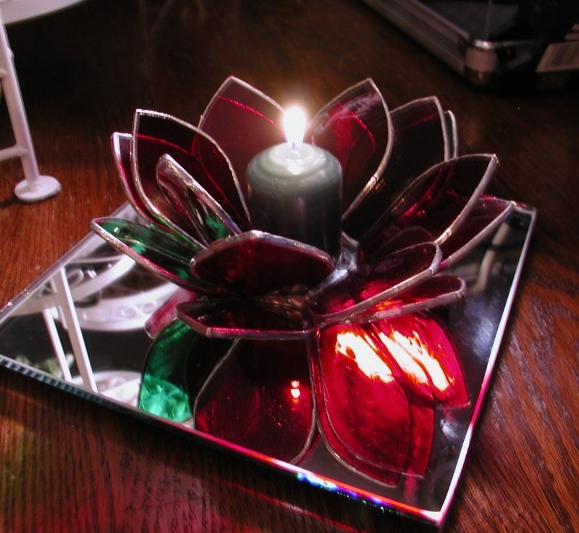 Red Lotus Flower Tea Light - Etsy