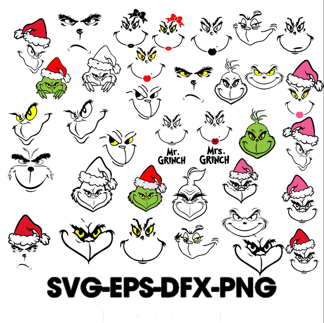Grinch Face Svg, Grinch Face Png, Christmas Svg, Merry Christmas Png, Grinch Svg Bundle, Grinch ...
