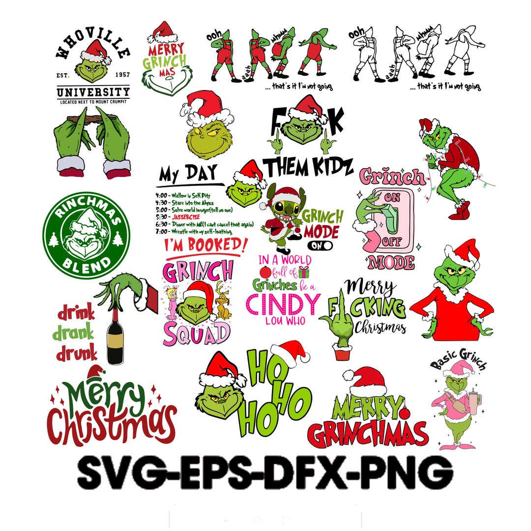 The Grinch Png Bundle, Spooky Season Png, Merry Grnichmas Svg, Retro ...