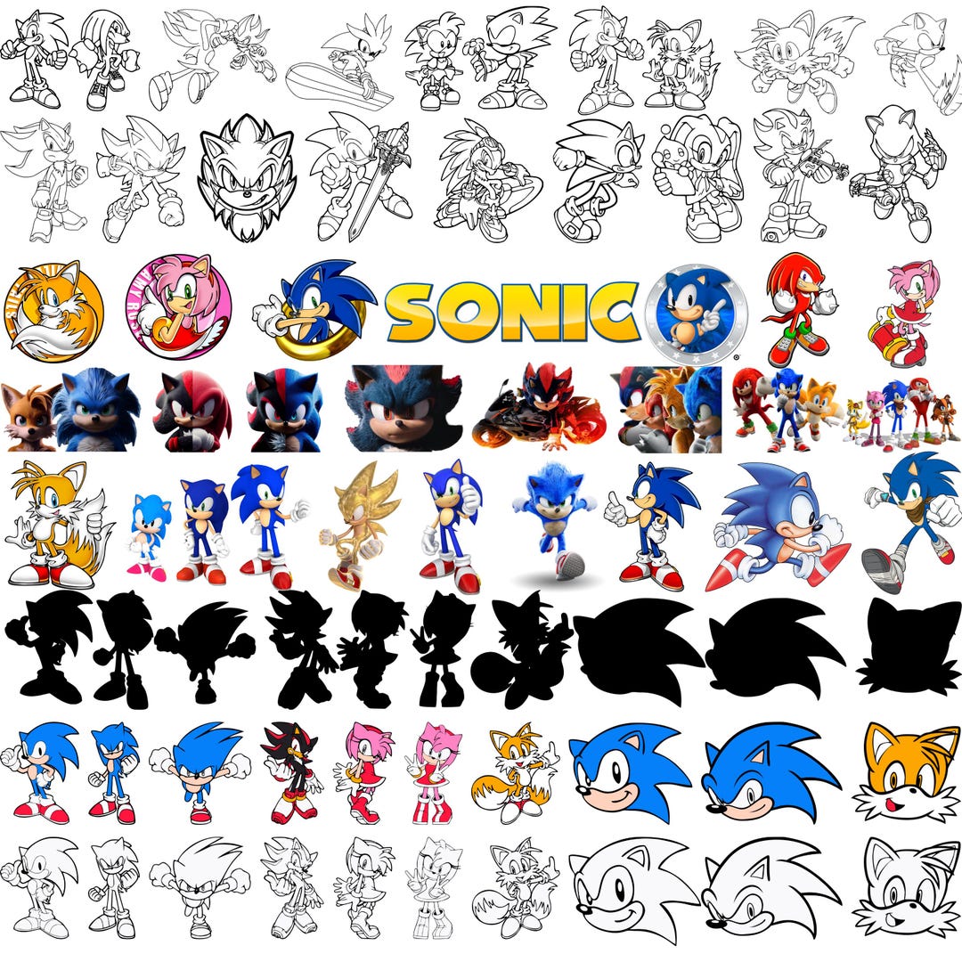 Sonic the Hedgehog Bundle Svg, Sonic Face Svg, Sonic Head Svg, Layered ...