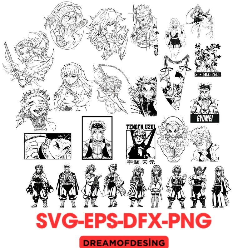 90 Demon Slayer SVG Bundle, Kimetsu No Yaiba SVG, Svg-png-pdf, Anime ...