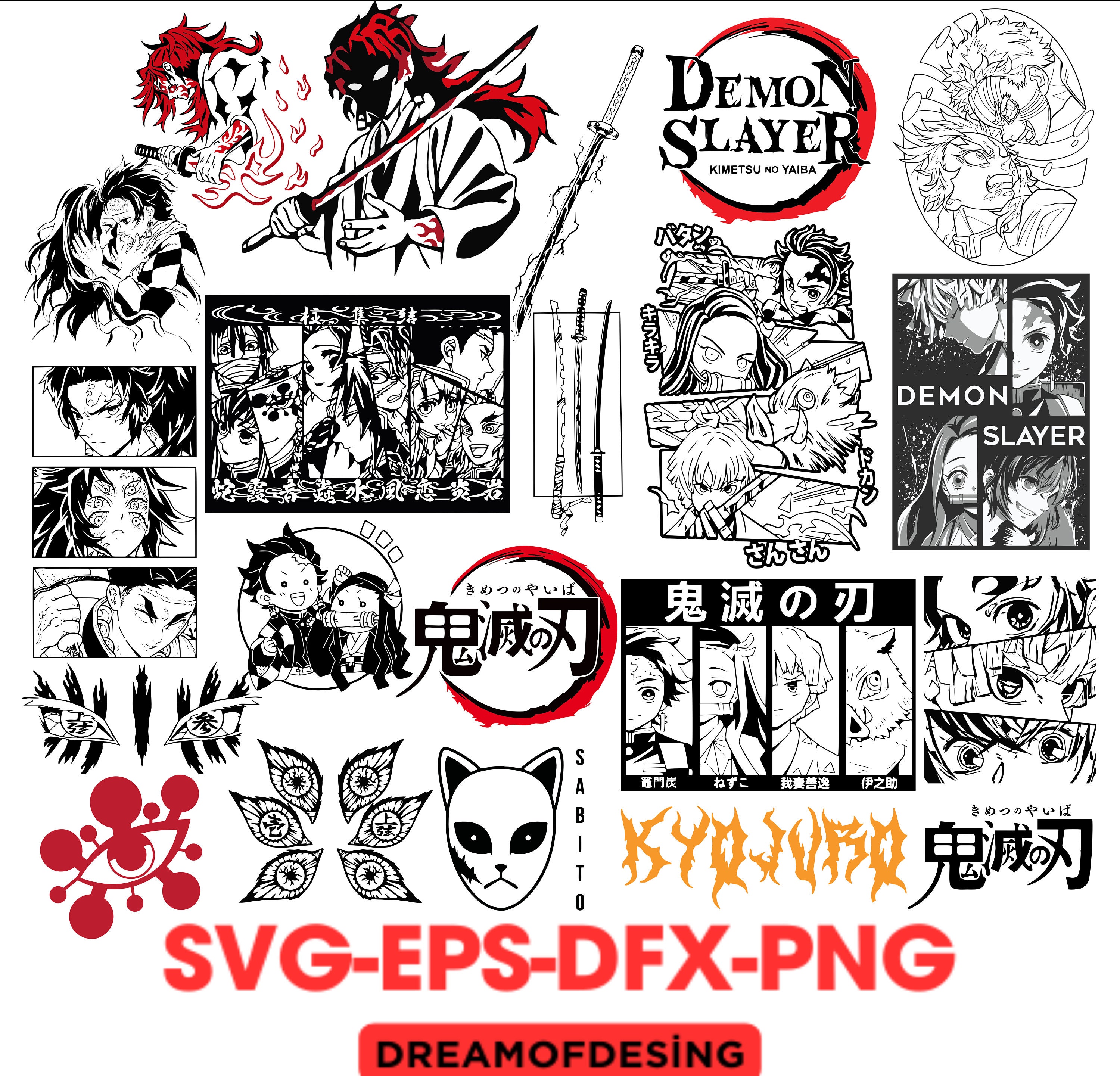 90 Demon Slayer SVG Bundle, Kimetsu No Yaiba SVG, Svg-png-pdf, Anime ...