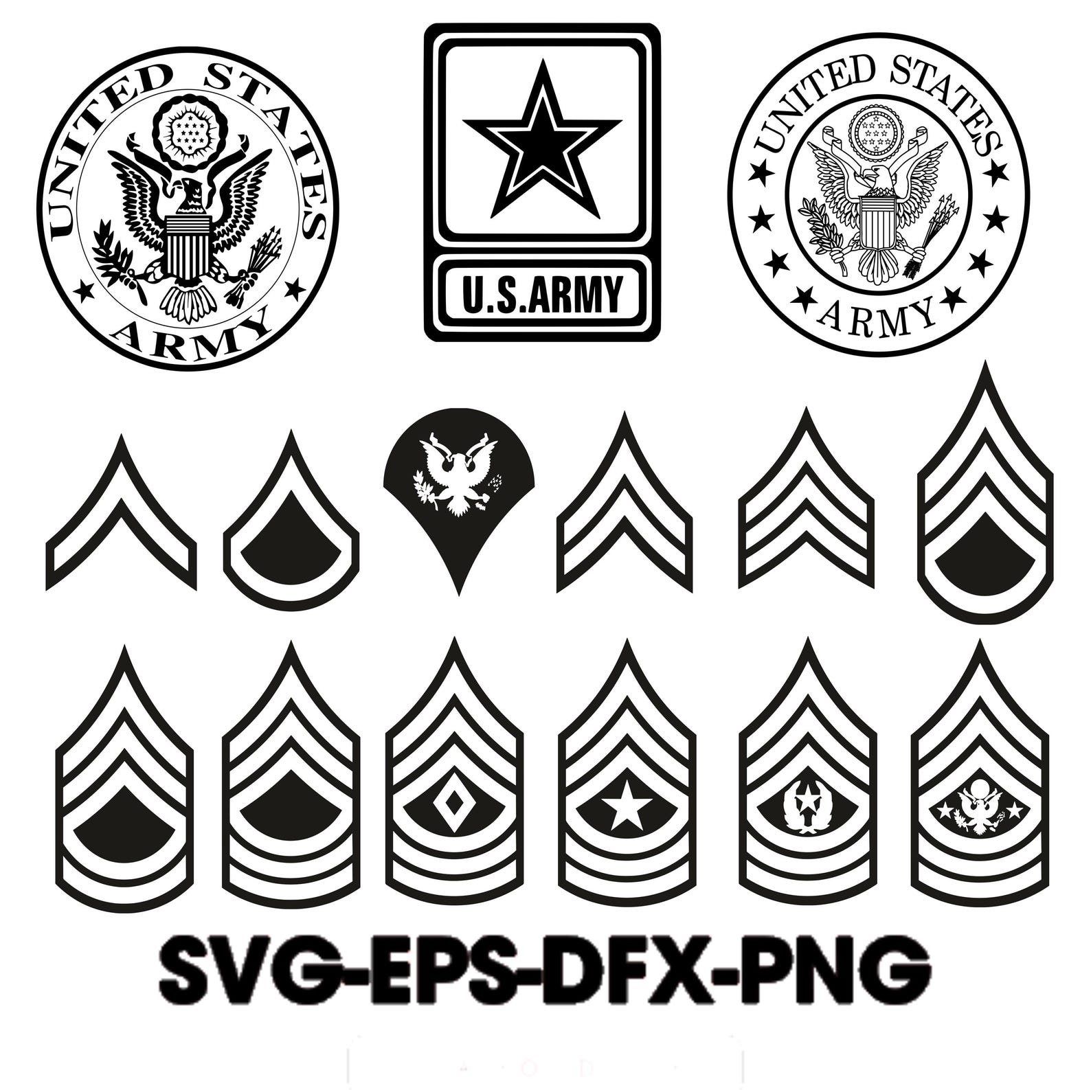 US Army Military Logos Svg Bundle, for Cricut, Laser Cut, Silhouette ...