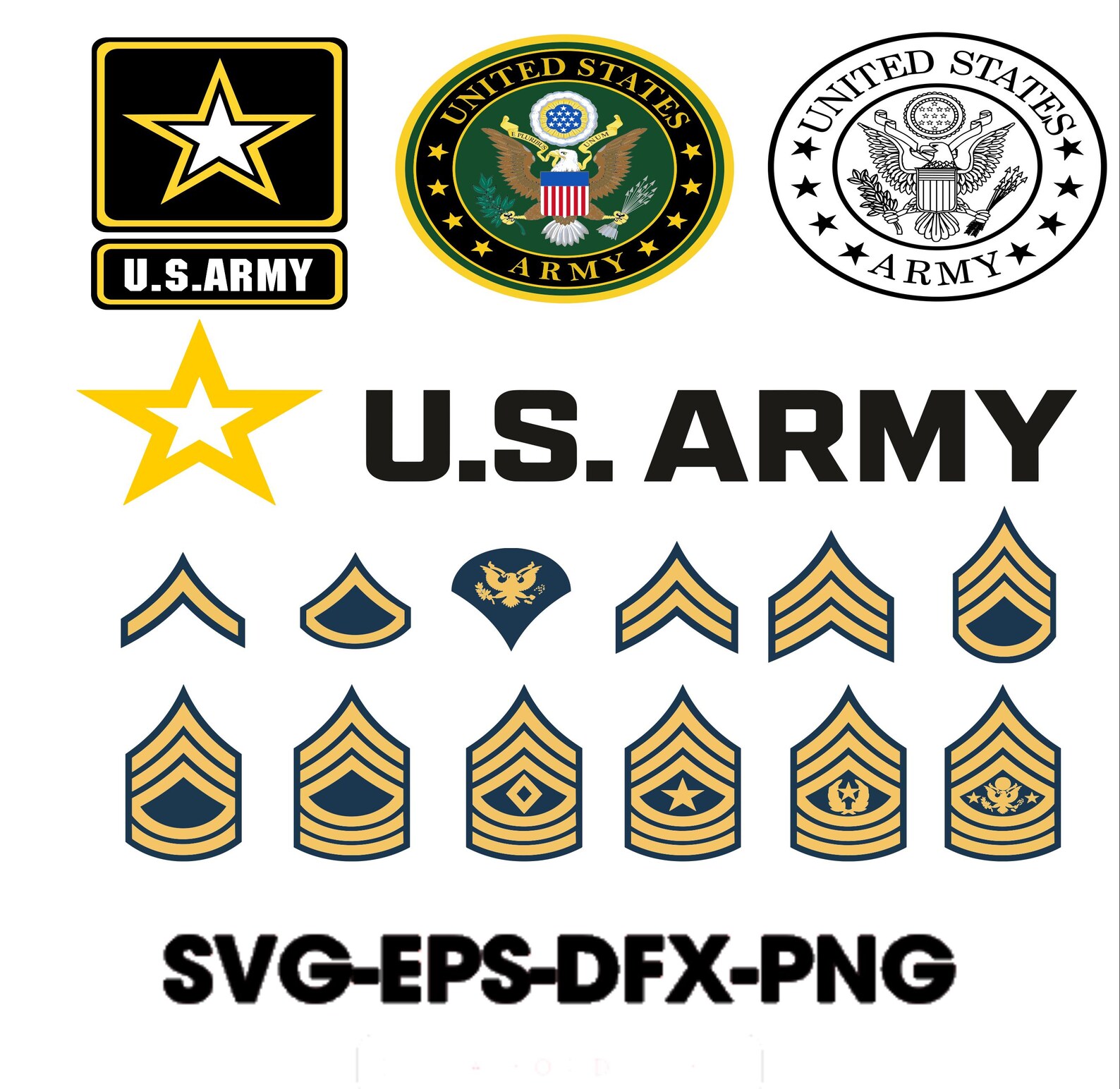 Us Army Enlisted Ranks Svg, Army Ranks Svg, Enlisted Ranks Svg, Us ...