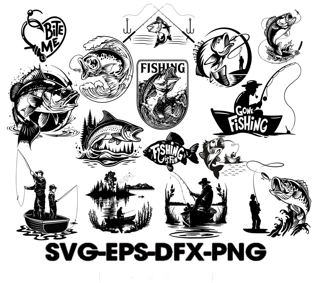 Fisherman Catching Fish SVG, EPS, PNG, Pdf | Fishing Svg | Cut File ...
