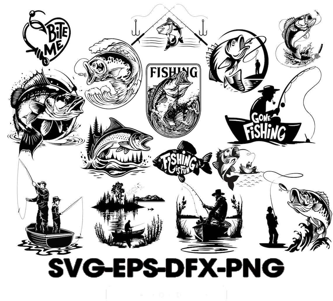 Fisherman Catching Fish SVG, EPS, PNG, Pdf | Fishing Svg | Cut File ...