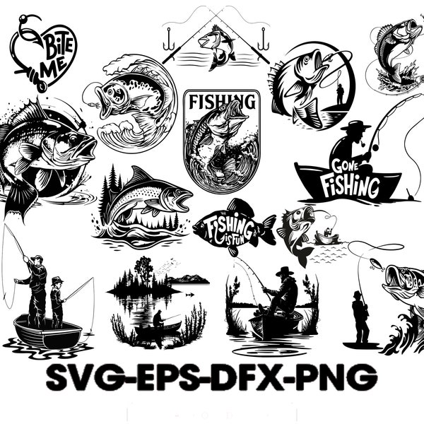 Catching Fish Svg - Etsy