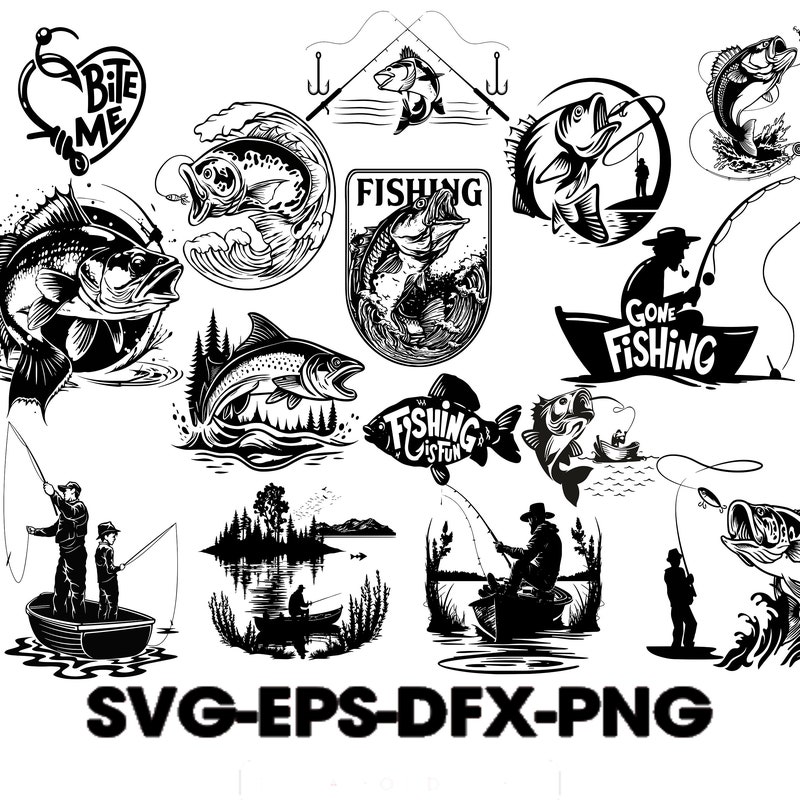 Catching Fish Svg - Etsy