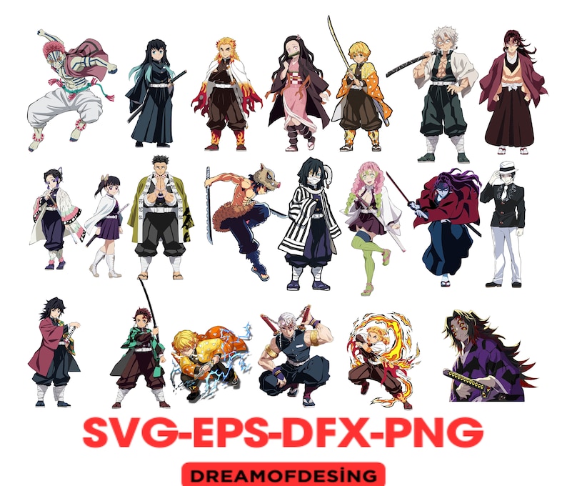 Demon Slayer SVG Bundle, Kimetsu No Yaiba SVG, Svg-png-pdf, Anime SVG ...