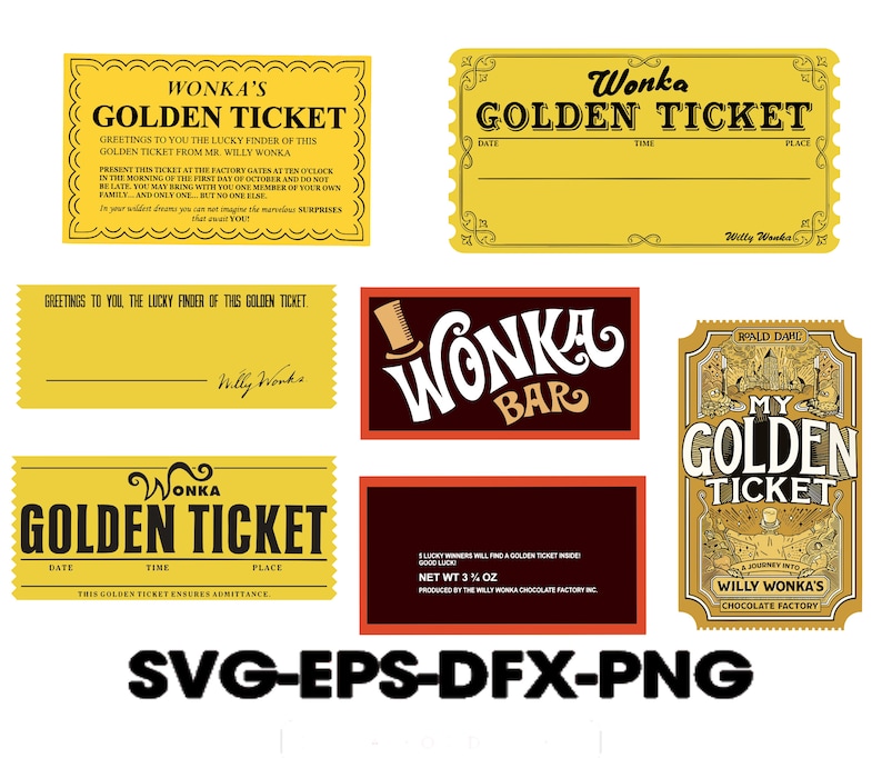 Golden Ticket Invitation - Printable Template - Willy Wonka Birthday ...