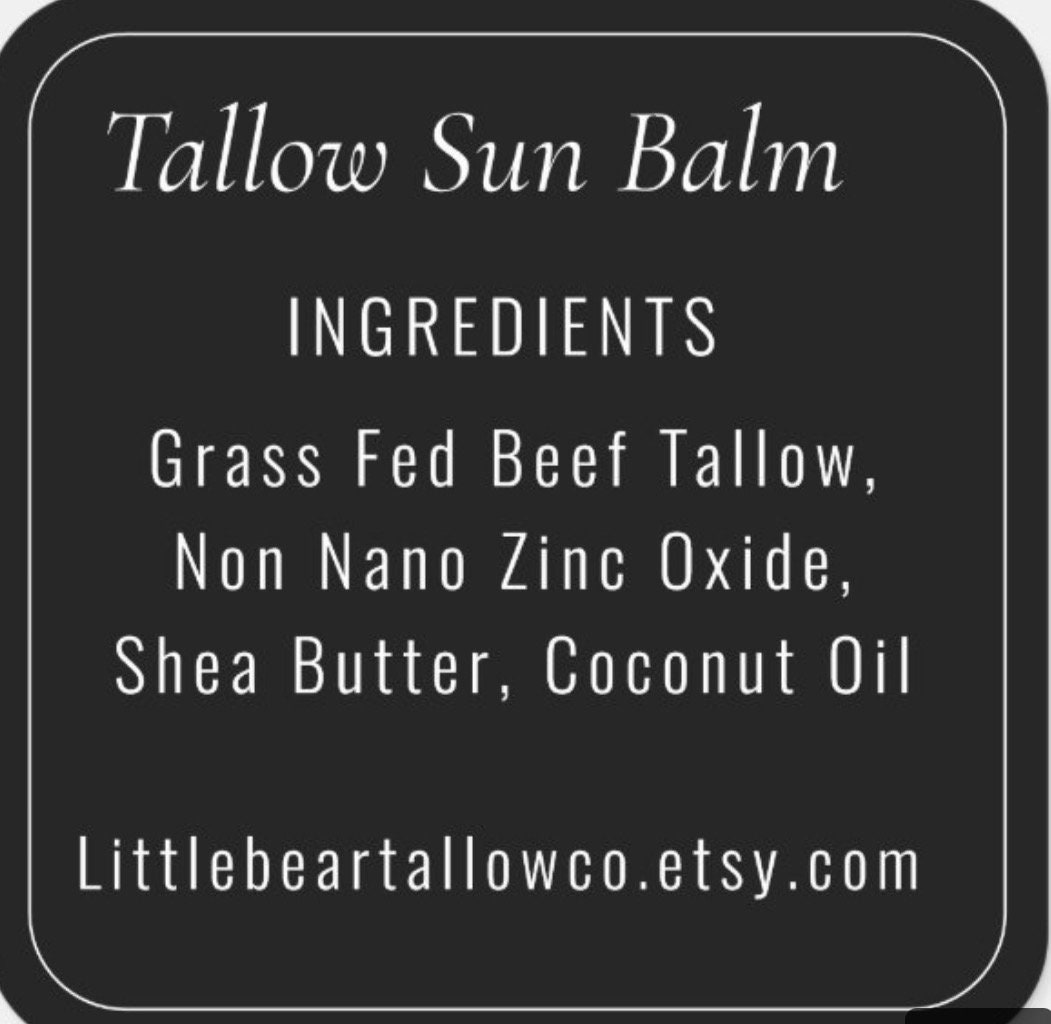 Grass Fed Tallow and Zinc Sun Balm 2oz - Etsy