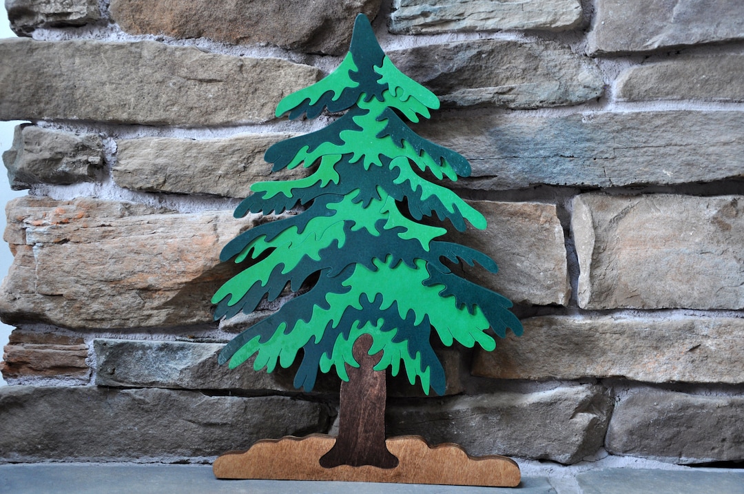 Beautiful Hemlock Pine Christmas Tree Puzzle Wooden Toy Decoration Hand ...