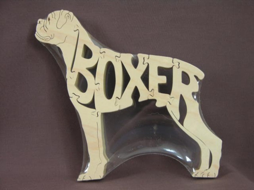 Boxer Wooden Dog Toy Puzzle Hand Cut Figurine Art - Etsy