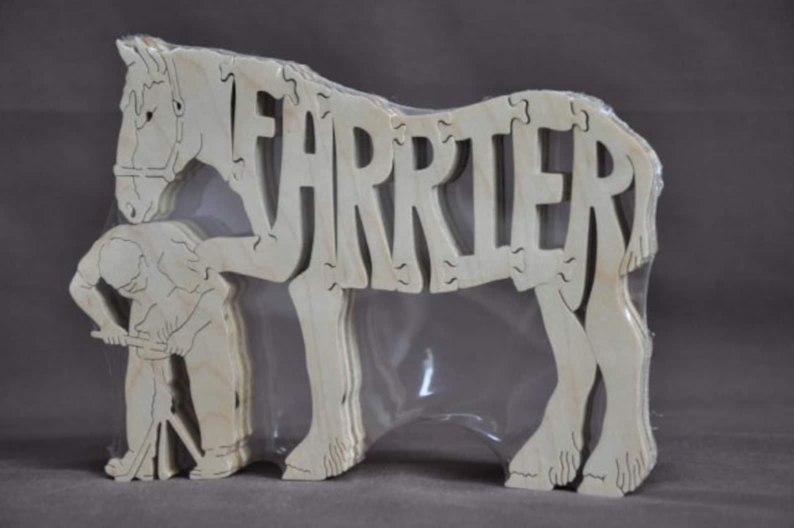 Farrier Horse Blacksmith Puzzle Wooden Toy Hand Cut With Scroll Saw ...