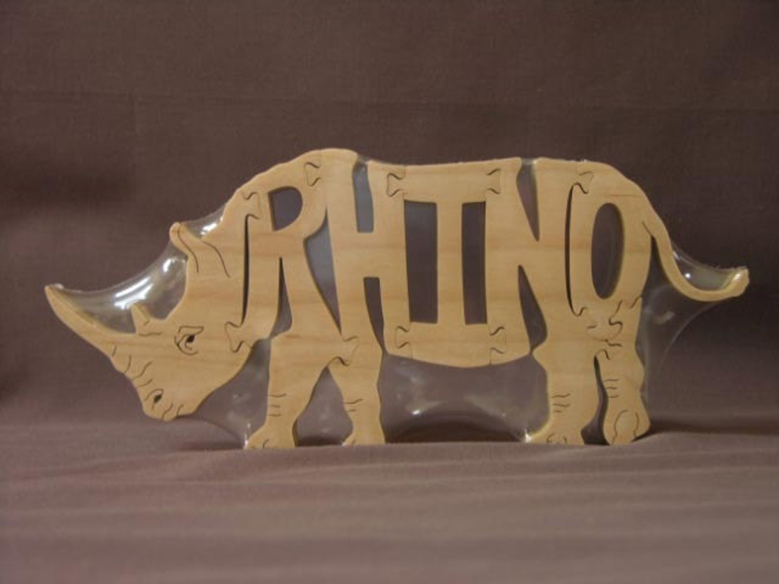 Rhino Rhinoceros Animal Puzzle Wooden Toy Hand Cut With Scroll - Etsy