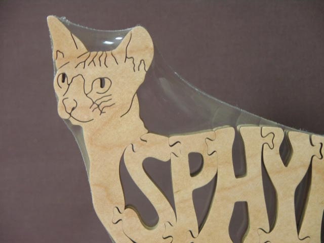 Sphynx Cat Puzzle Wooden Toy Cut with Scroll Saw Art Figurine | Etsy