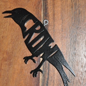 Black Crow Crows Bird Ornament Hand Cut Wooden Christmas Ornaments Rook ...