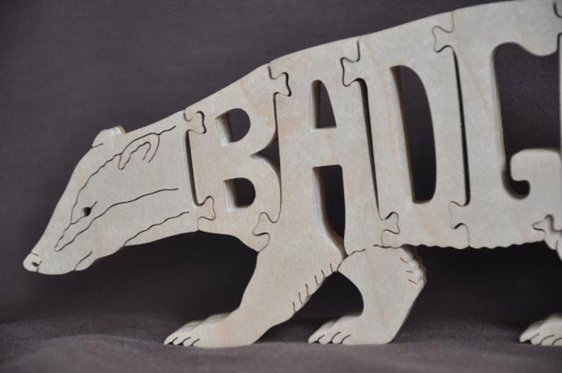 Badger Animal Wooden Puzzle Toy Hand Cut With Scroll Saw - Etsy