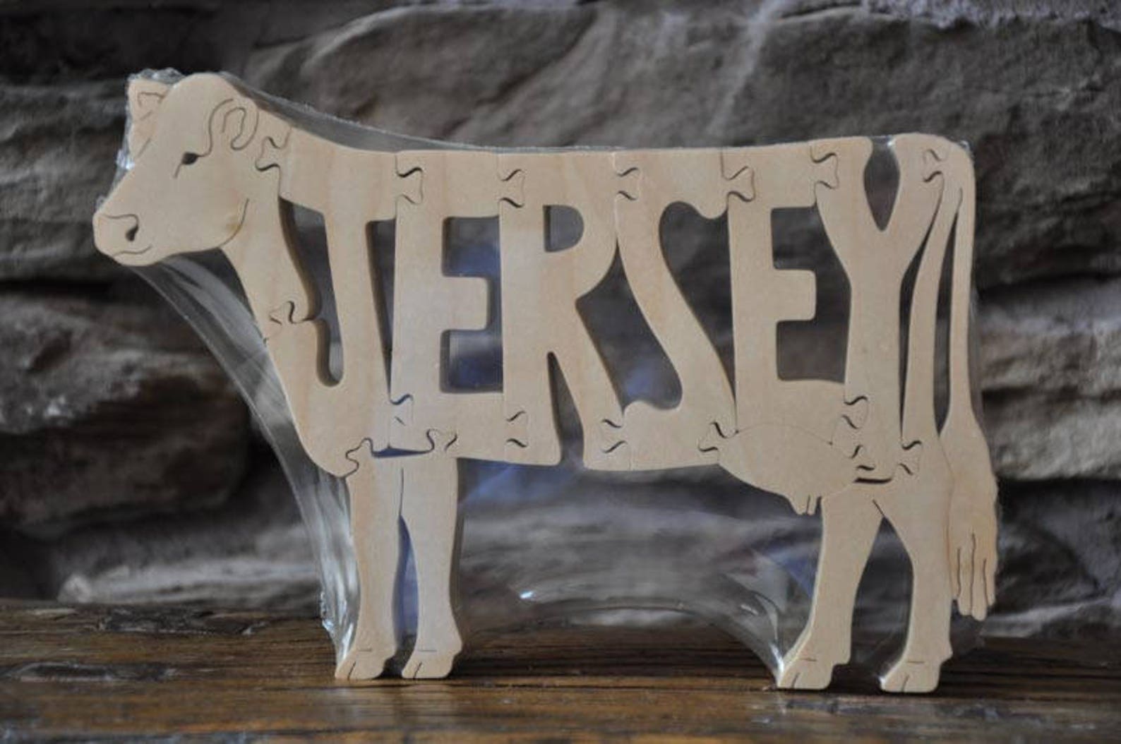 Jersey Cow or Bull Wooden Farm Puzzle Toy Hand Made Figurine - Etsy