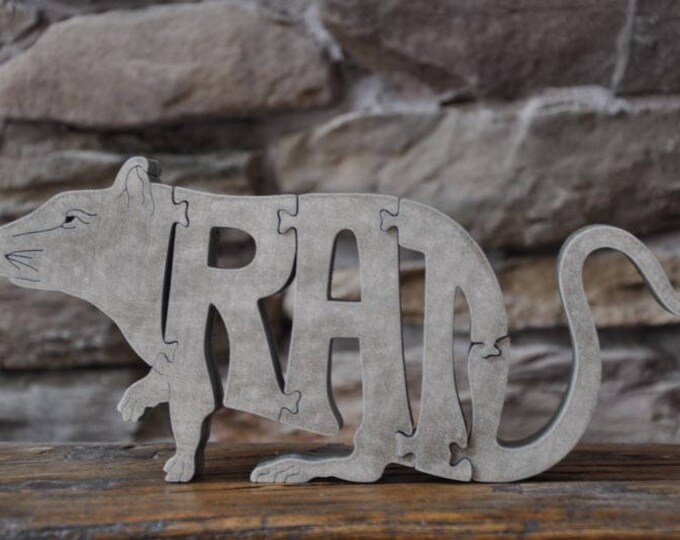Rat Rodent Puzzle Wooden Toy Hand Cut With Scroll Saw Figurine - Etsy
