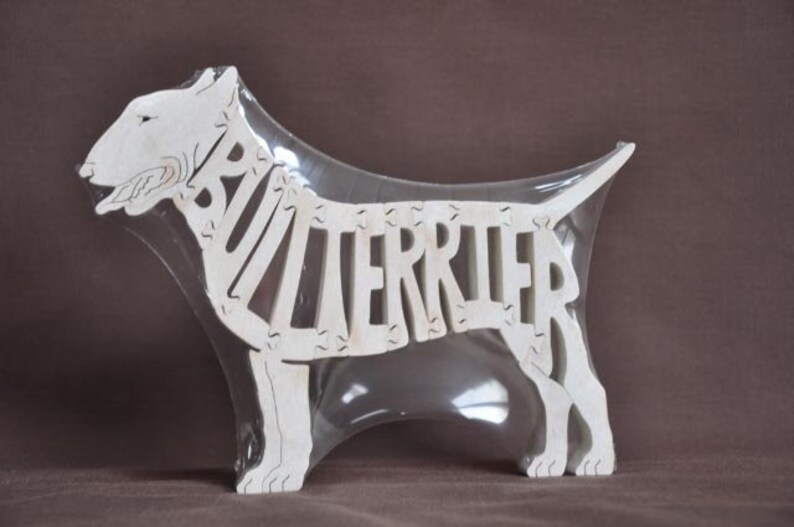 Bull Terrier Dog Puzzle Wooden Toy Hand Cut Figurine Art - Etsy