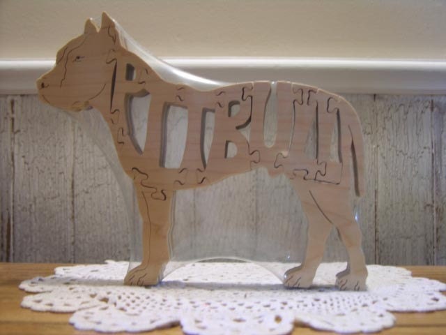 Pit Bull Dog Puzzle Wooden Toy Hand Cut Figurine Art Pitbull - Etsy
