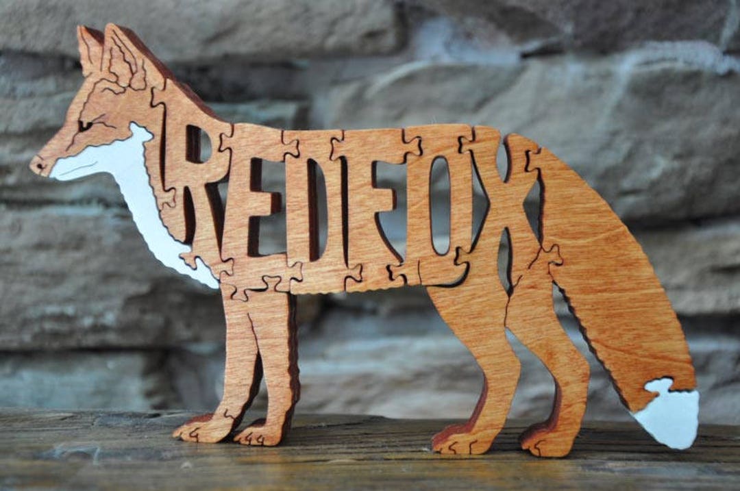 Red Fox Wooden Animal Puzzle Toy Hand Cut With Scroll Saw NEW DESIGN ...