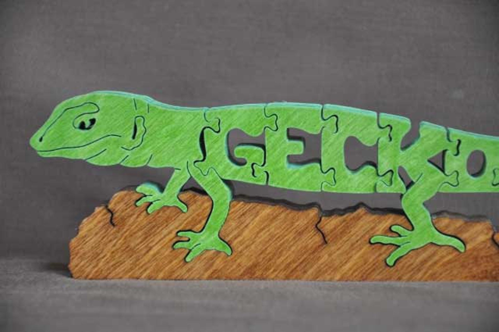 NEW Gecko Lizard Puzzle Wooden Toy Hand Cut With Scroll Saw - Etsy