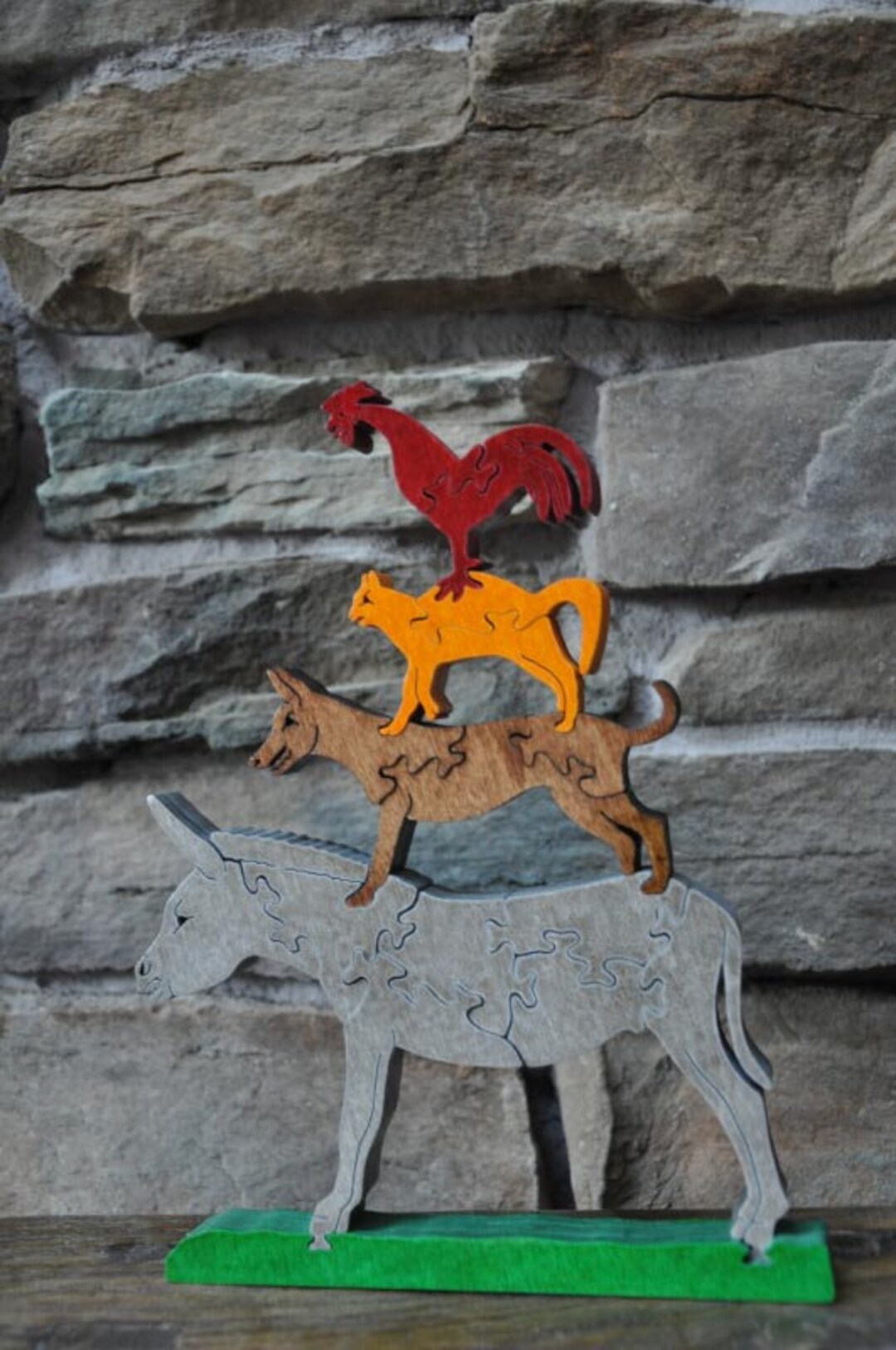 Town Musicians of Bremen Dog Cat Rooster Donkey Animal Puzzle - Etsy