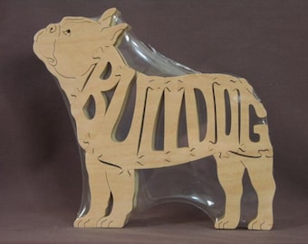 Bull Terrier Dog Puzzle Wooden Toy Hand Cut Figurine Art | Etsy