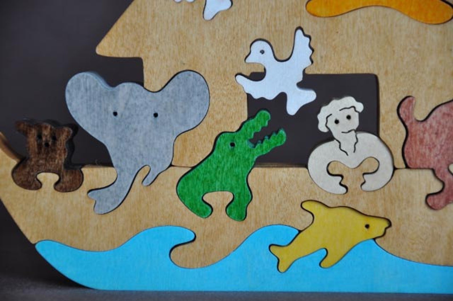 Noahs Ark Wood Puzzle Toy Hand Cut With Scroll Saw - Etsy