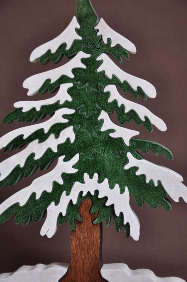 Beautiful Hemlock Pine Christmas Tree Puzzle Wooden Toy Decoration Hand ...