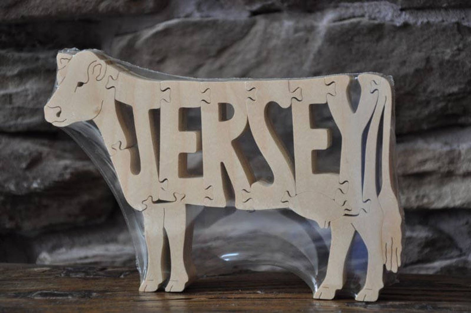 Jersey Cow or Bull Wooden Farm Puzzle Toy Hand Made Figurine - Etsy