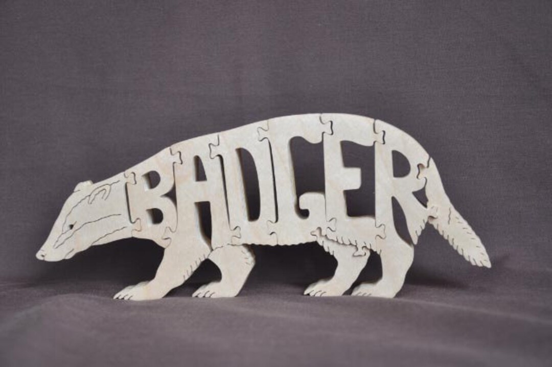 Badger Animal Wooden Puzzle Toy Hand Cut With Scroll Saw Woodland ...