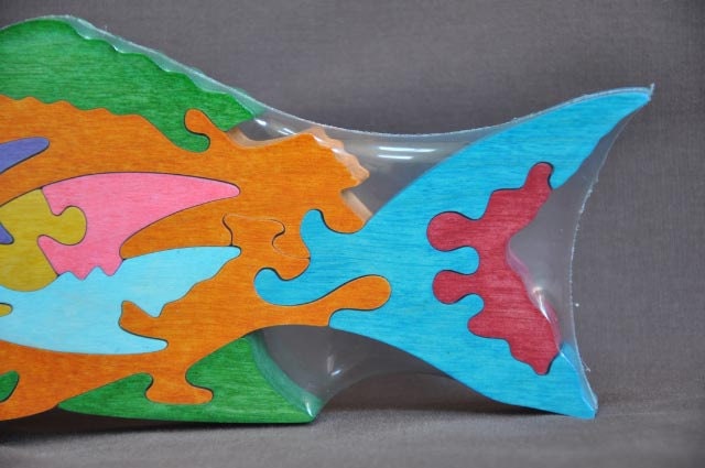Large Tropical Fish Colorful Wood Puzzle Toy Hand Cut With | Etsy