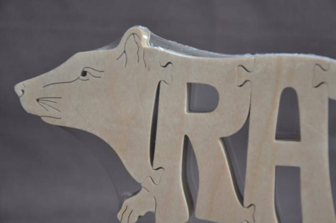 Rat Rodent Puzzle Wooden Toy Hand Cut With Scroll Saw Figurine - Etsy
