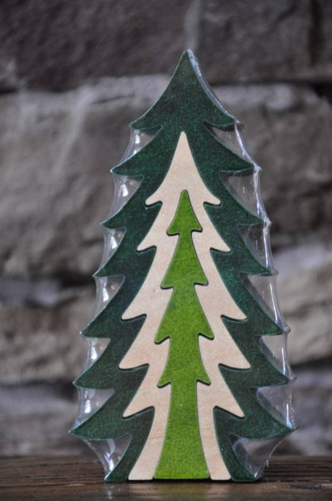 Small Size Beautiful Natural Pine Christmas Tree Puzzle Wooden Toy ...