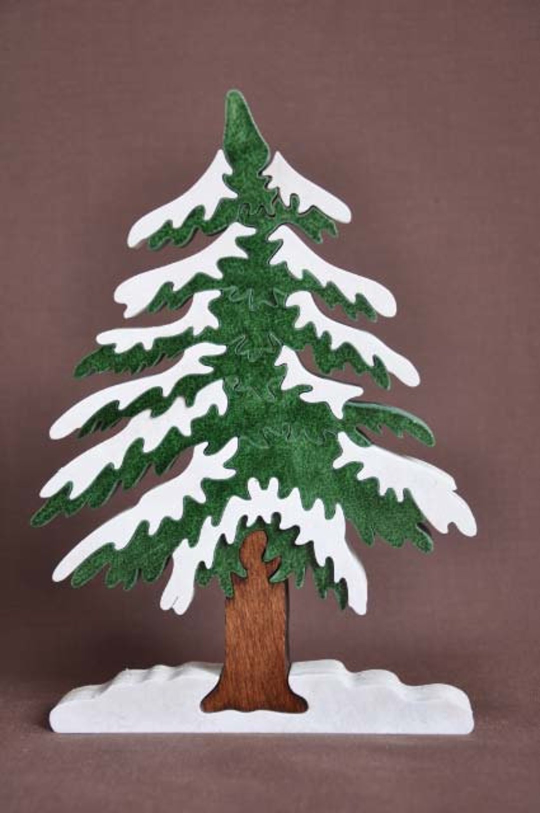 Beautiful Snow Capped Hemlock Pine Christmas Tree Puzzle Wooden Toy ...